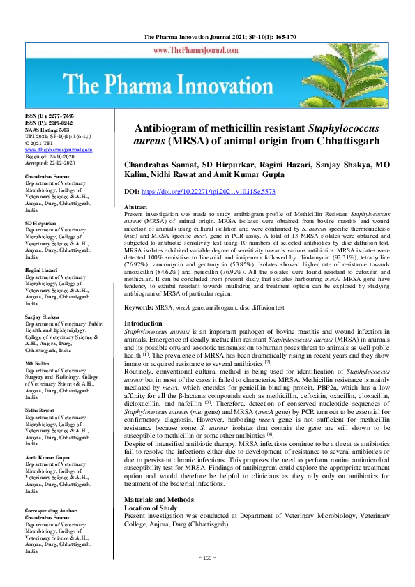 (PDF) Antibiogram of methicillin resistant Staphylococcus aureus (MRSA ...