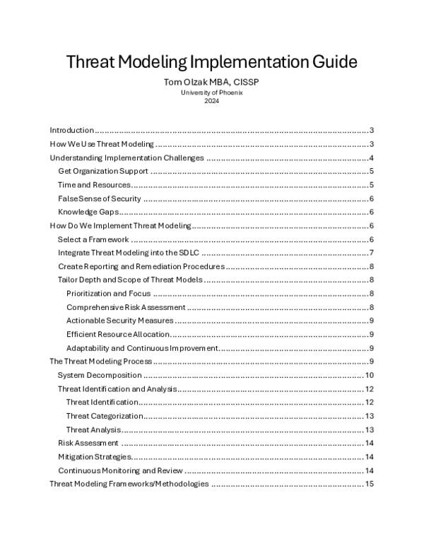(PDF) Threat Modeling Implementation Guide