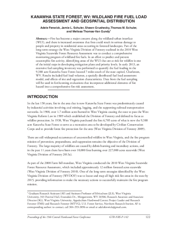 (PDF) Kanawha State Forest, WV: Wildland fire fuel load assessment and ...