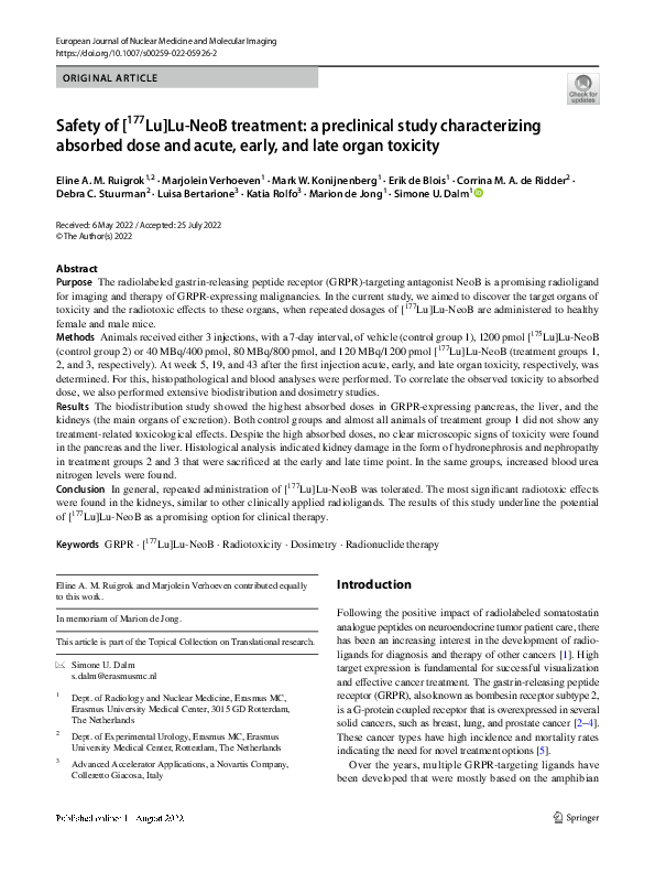 (PDF) Safety of [177Lu]Lu-NeoB treatment: a preclinical study ...