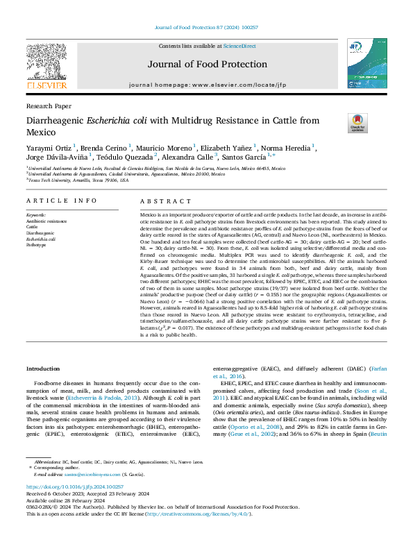 (PDF) Diarrheagenic Escherichia coli with Multidrug Resistance in ...