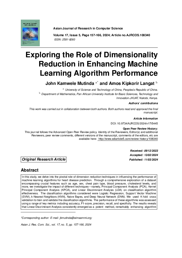 (PDF) Exploring the Role of Dimensionality Reduction in Enhancing Machine Learning Algorithm ...