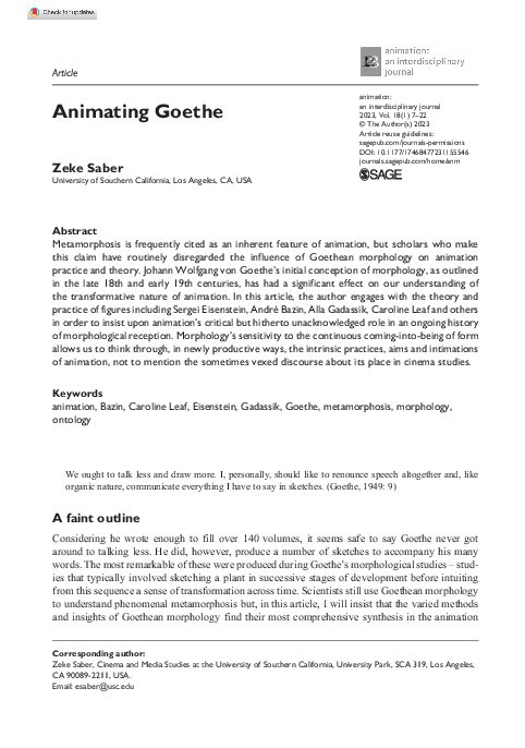 (PDF) Animating Goethe