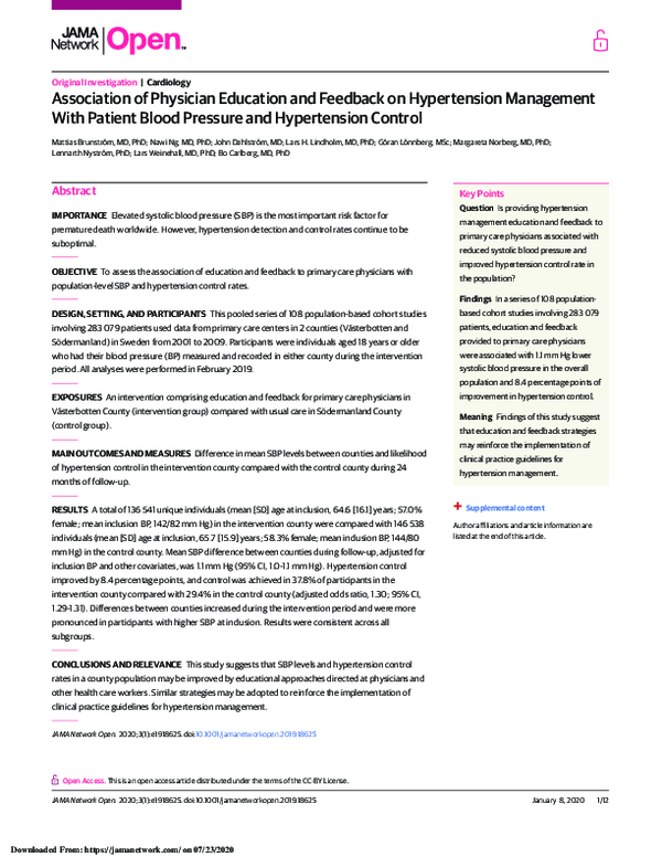 (PDF) Association of Physician Education and Feedback on Hypertension ...