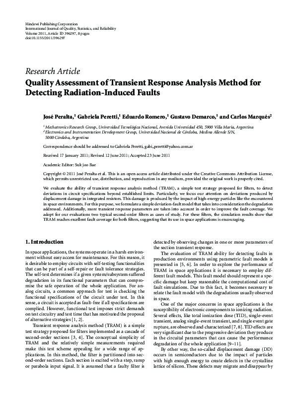 (PDF) Quality Assessment of Transient Response Analysis Method for Detecting Radiation-Induced ...
