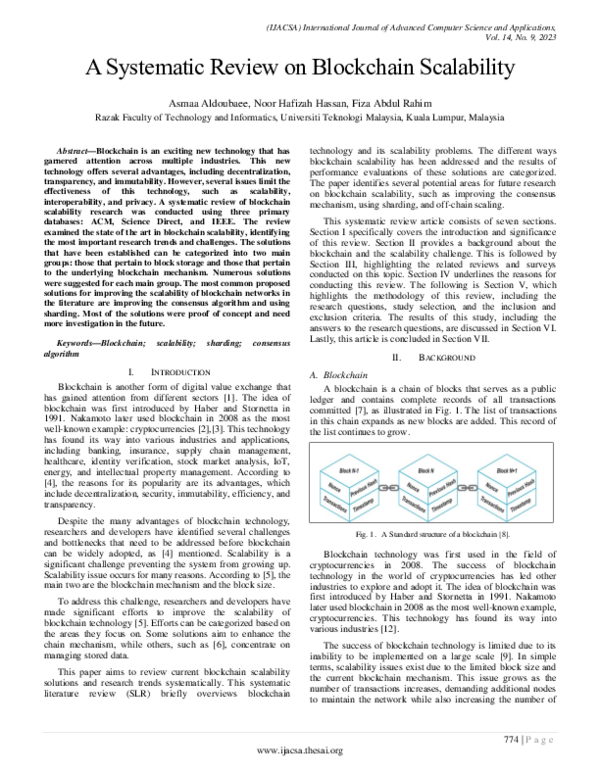 (PDF) A Systematic Review on Blockchain Scalability