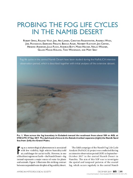 (PDF) Probing the Fog Life Cycles in the Namib Desert