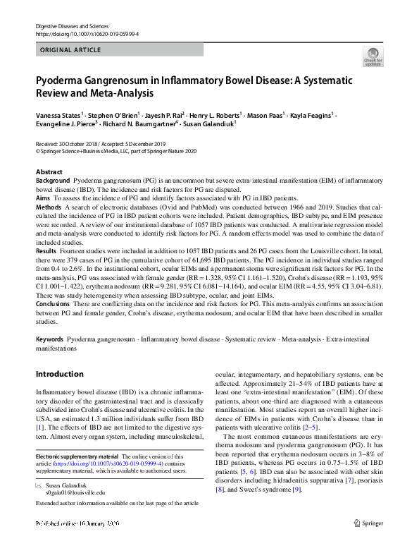 (PDF) Pyoderma gangrenosum in inflammatory bowel disease
