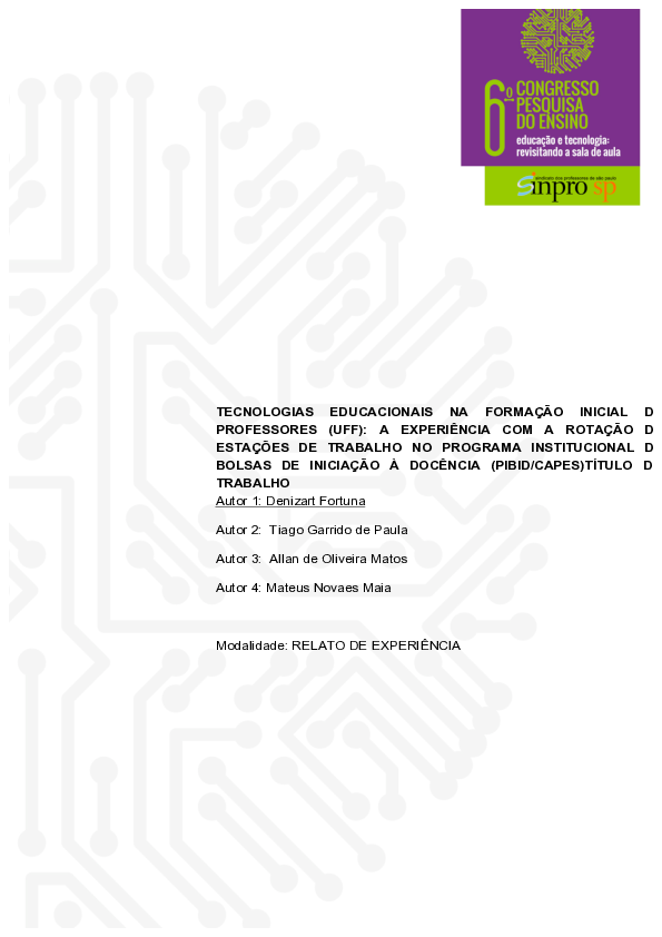 (PDF) Tecnologias Educacionais na Formação Inicial de Professores (UFF ...