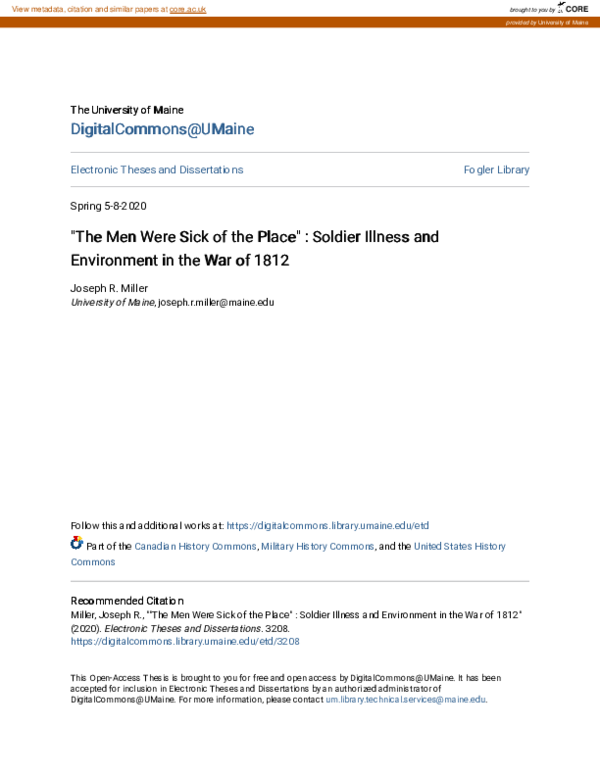(PDF) The Men Were Sick of the Place : Soldier Illness and Environment ...