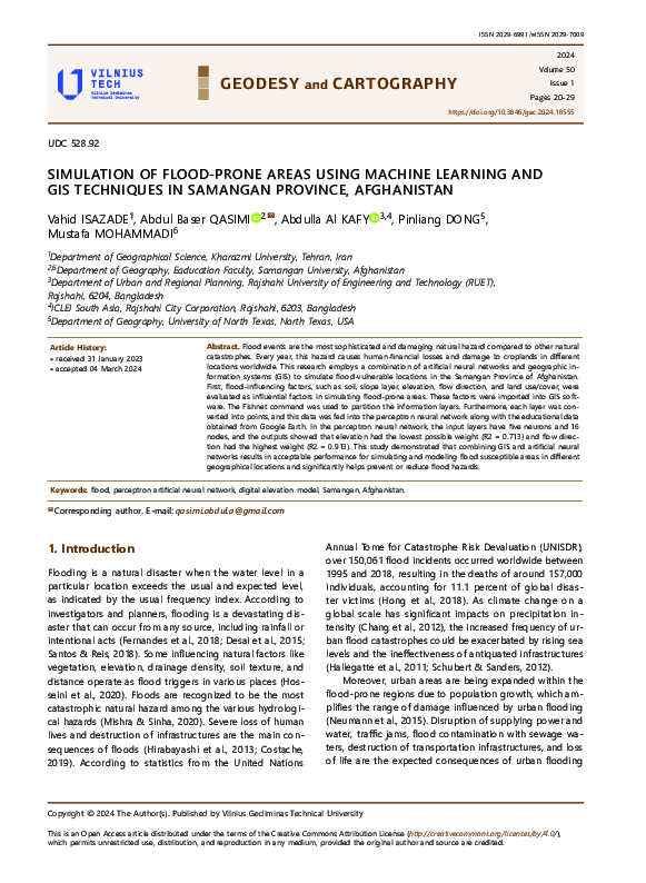 (PDF) Simulation of Flood-Prone Areas Using Machine Learning and Gis Techniques in Samangan ...