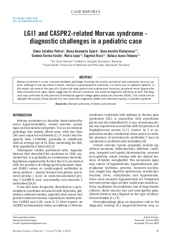 (PDF) LGI1 and CASPR2-related Morvan syndrome - diagnostic challenges ...