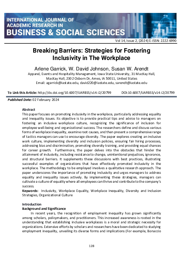 (PDF) Breaking Barriers: Strategies for Fostering Inclusivity in The ... (PDF) Breaking Barriers: Strategies for Fostering Inclusivity in The ...