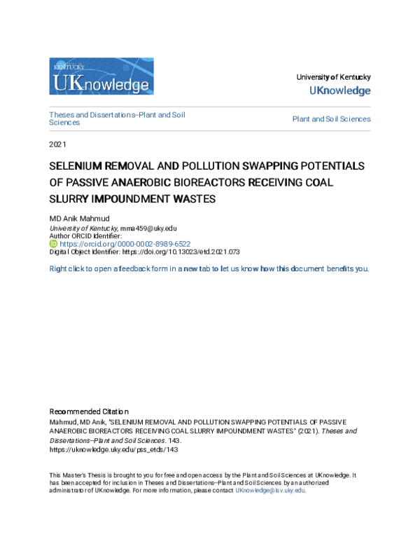 Pdf Selenium Removal And Pollution Swapping Potentials Of Passive Anaerobic Bioreactors