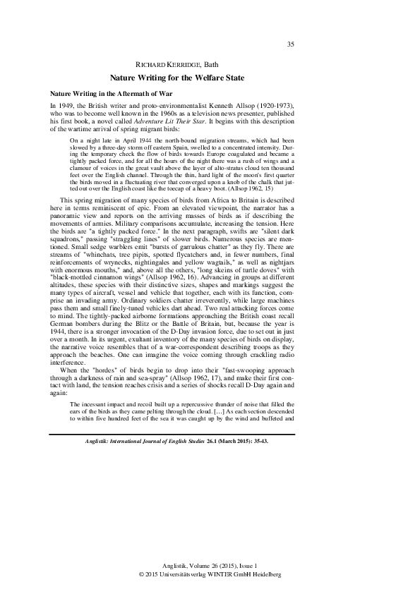 (PDF) Nature Writing for the Welfare State