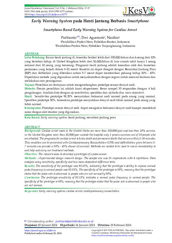 (PDF) Early Warning System pada Henti Jantung Berbasis Smartphone
