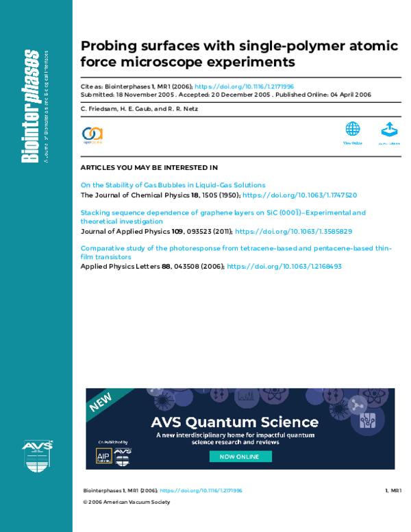 (PDF) Probing surfaces with single-polymer atomic force microscope ...