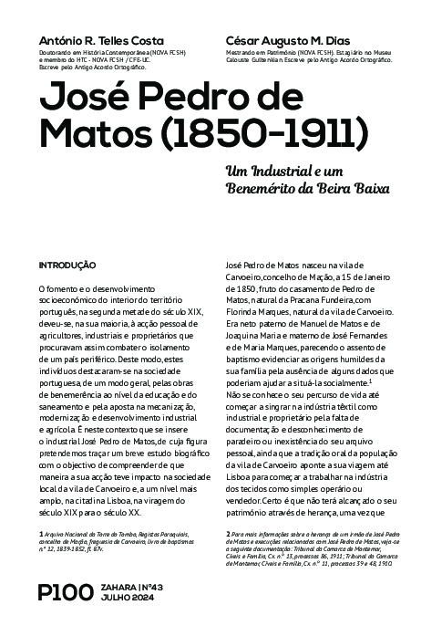 (PDF) José Pedro de Matos (1850-1911): um industrial e um benemérito da ...