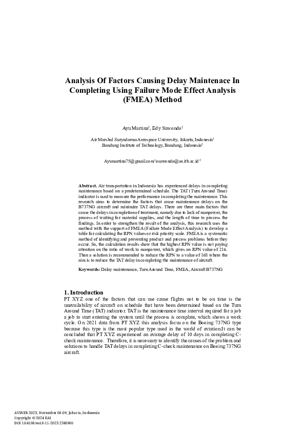 (PDF) Analysis Of Factors Causing Delay Maintenace In Completing Using Failure Mode Effect ...