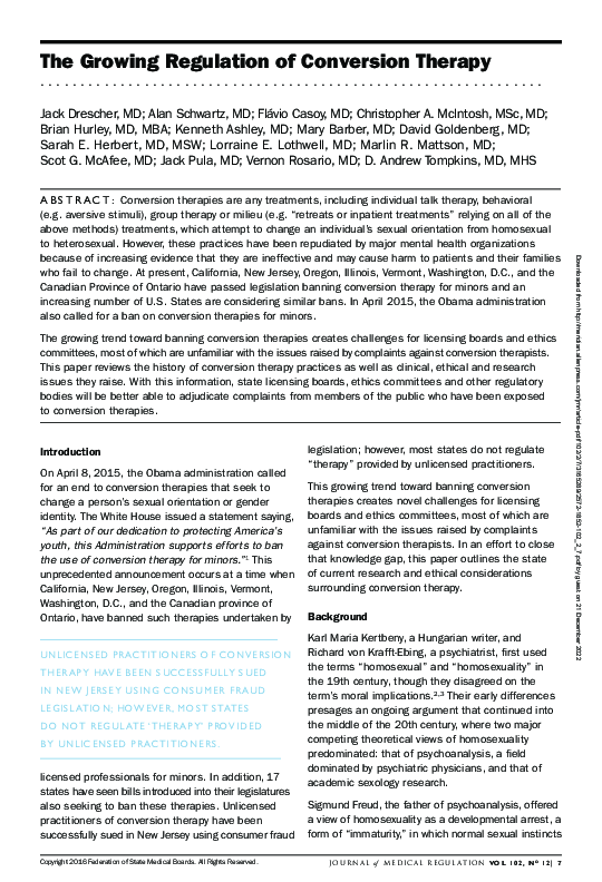 (PDF) The Growing Regulation of Conversion Therapy