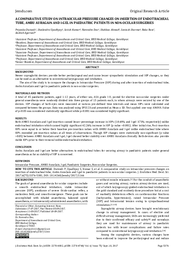 (PDF) A Comparative Study on Intraocular Pressure Changes on Insertion ...