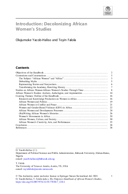 (PDF) Introduction: Decolonizing African Women’s Studies
