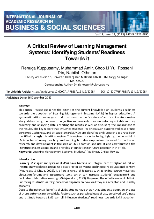 (PDF) A Critical Review of Learning Management Systems: Identifying ...