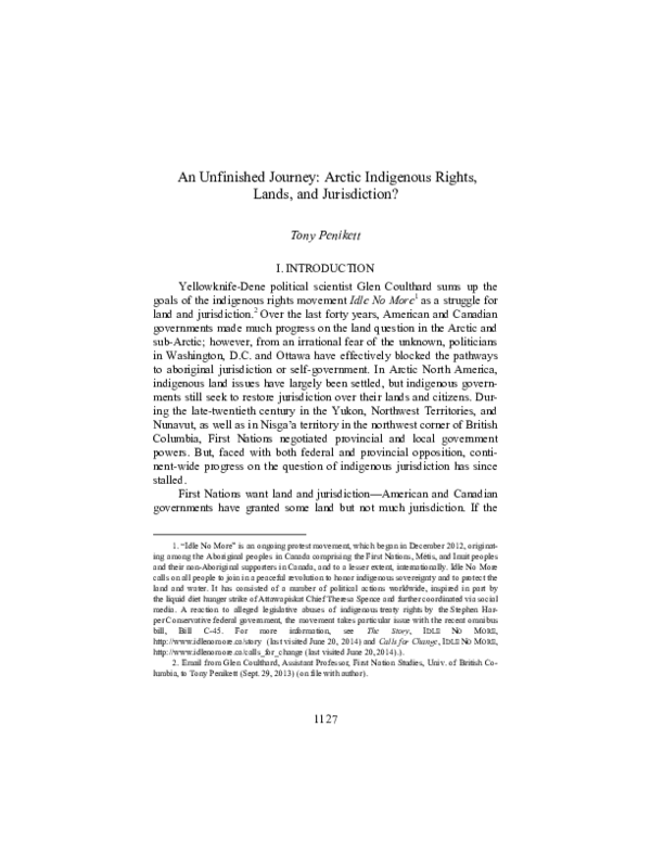 (PDF) An Unfinished Joruney: Arctic Indigenous Rights, Lands, and ...
