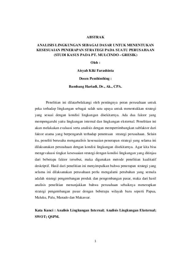 (PDF) Analisis Lingkungan Sebagai Dasar Untuk Menentukan Kesesuaian ...