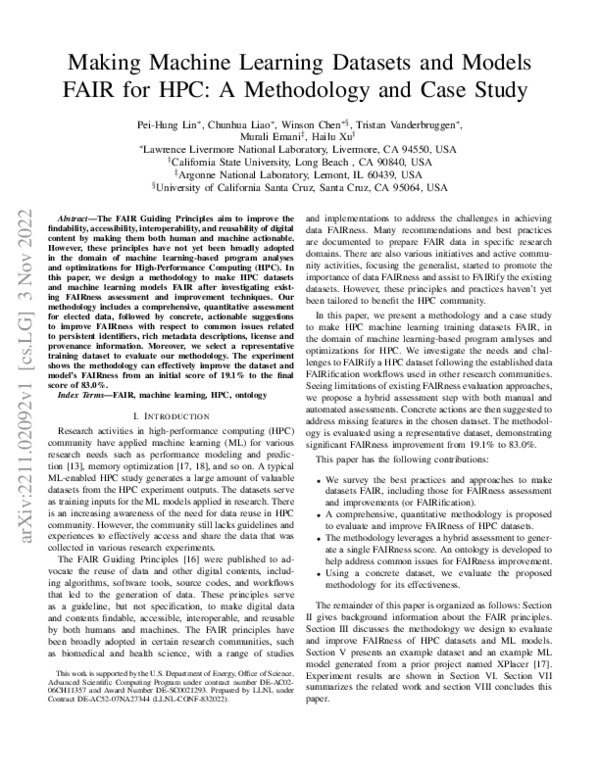 (PDF) Making Machine Learning Datasets and Models FAIR for HPC: A Methodology and Case Study