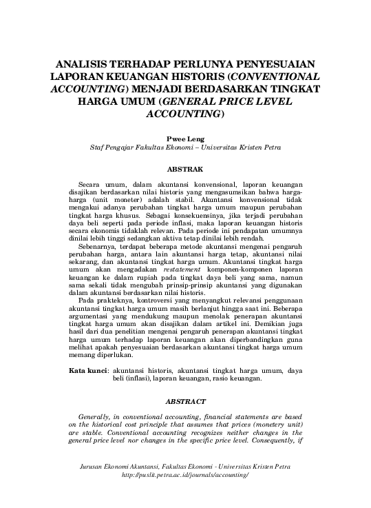 (PDF) Analisis Terhadap Perlunya Penyesuaian Laporan Keuangan Historis ...