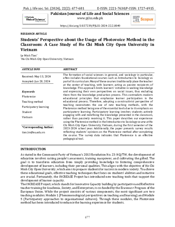 (PDF) Students' Perspective about the Usage of Photovoice Method in the Classroom: A Case Study ...