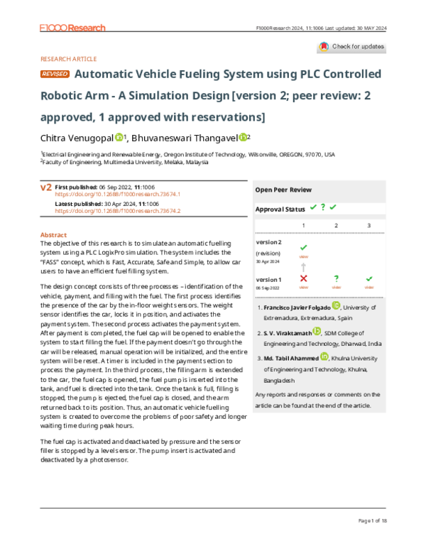 (PDF) Automatic Vehicle Fueling System using PLC Controlled Robotic Arm