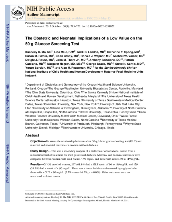 (PDF) The Obstetric and Neonatal Implications of a Low Value on the 50 ...