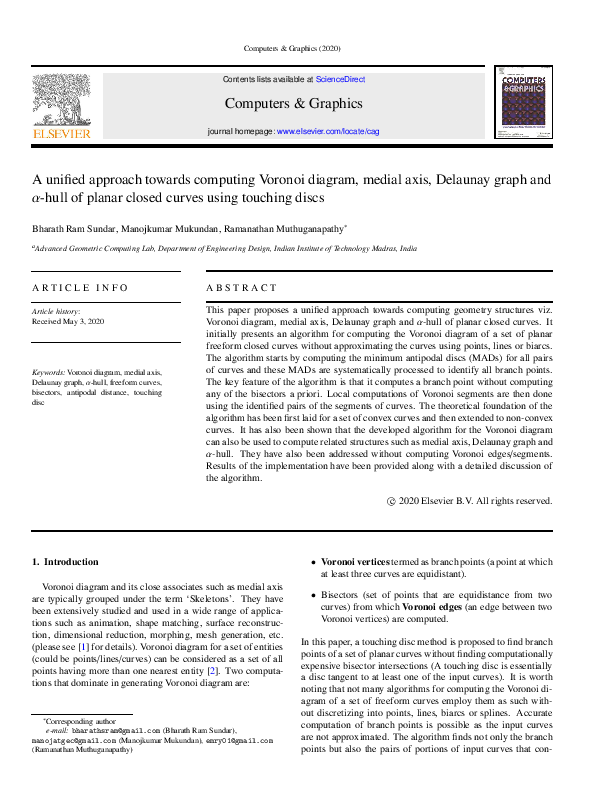 (PDF) Unified Computation of Voronoi and Medial Axis