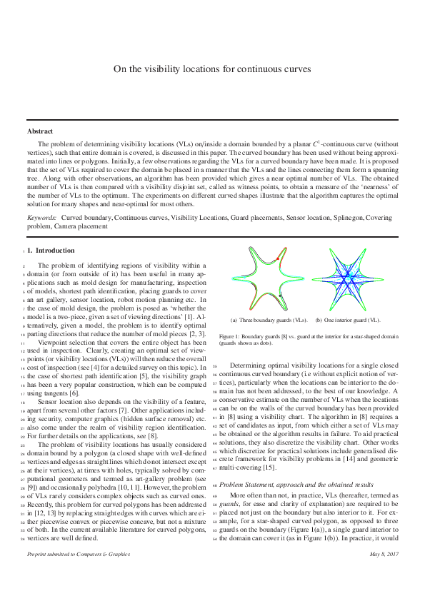 (PDF) On the visibility locations for continuous curves | Bharath ...