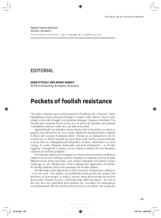 (PDF) Pockets of foolish resistance