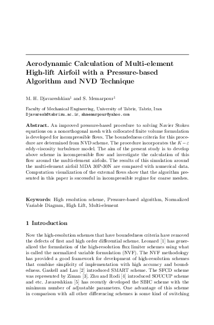 (PDF) Aerodynamic Calculation of Multi-element High-lift Airfoil with a ...