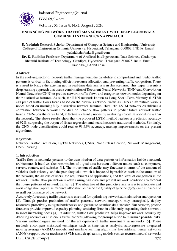 Pdf Enhancing Network Traffic Management With Deep Learning A Combined Lstm And Cnn Approach