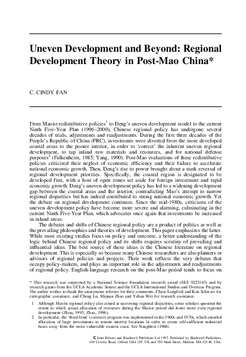 (PDF) Uneven development and beyond: regional development theory in ...