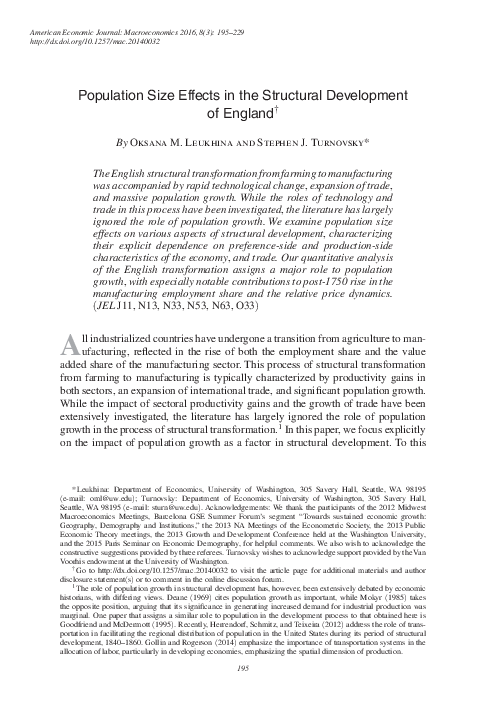(PDF) Population Size Effects in the Structural Development of England