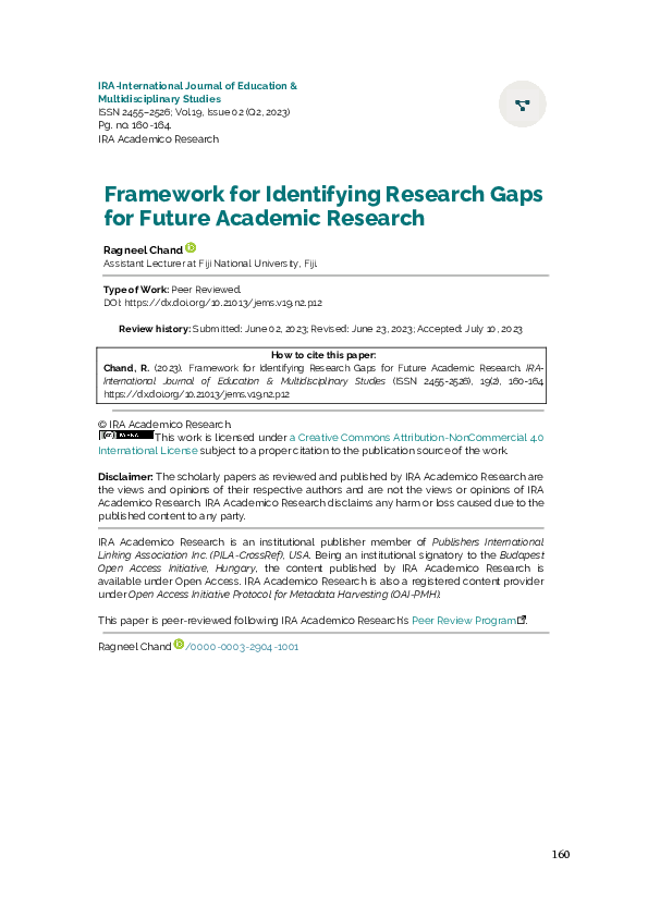 (PDF) Framework for Identifying Research Gaps for Future Academic Research