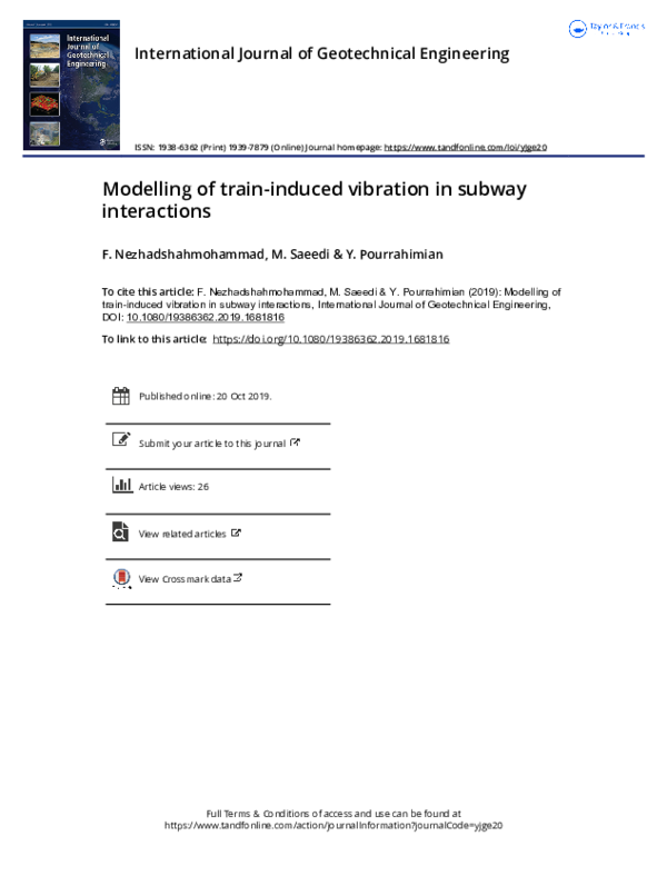 (PDF) Modelling of train-induced vibration in subway interactions