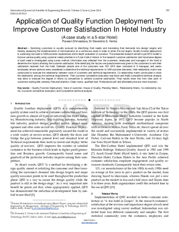 (PDF) Application of Quality Function Deployment To Improve Customer Satisfaction In Hotel ...