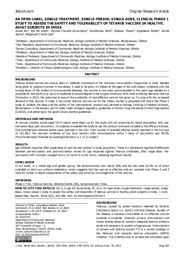 (PDF) An Open-Label, Single-Treatment, Single-Period, Single Dose ...