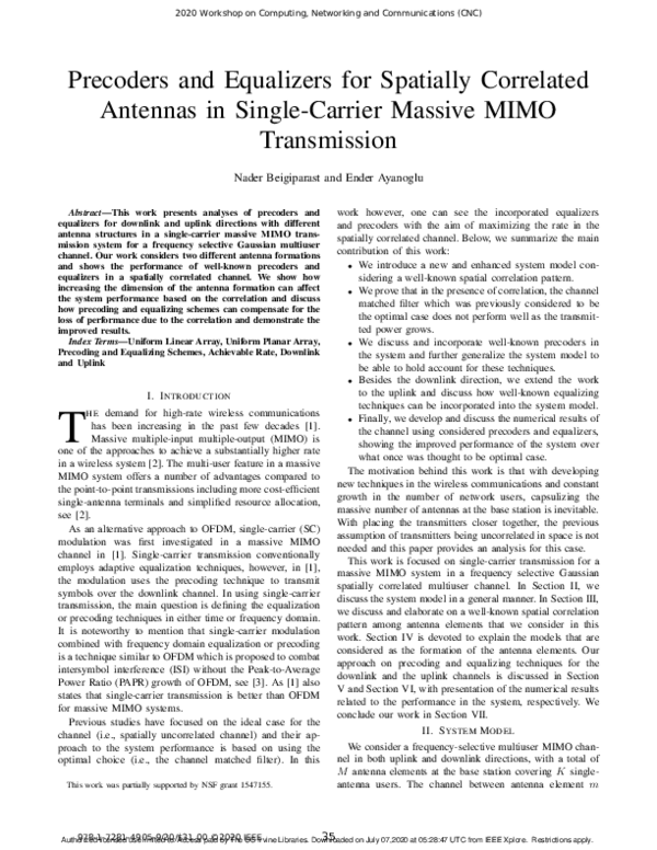 (PDF) Precoders and Equalizers for Spatially Correlated Antennas in ...