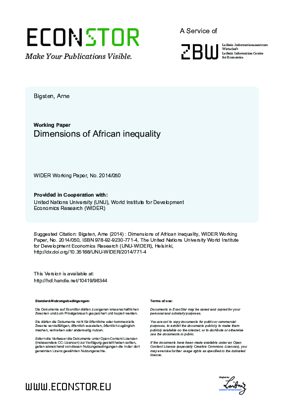 (PDF) Dimensions of African Inequality