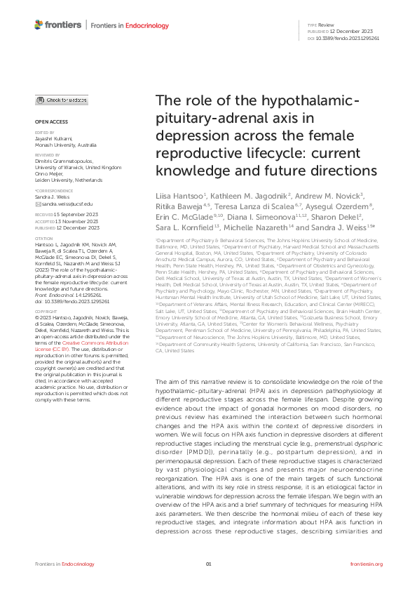 (PDF) The role of the hypothalamic-pituitary-adrenal axis in depression ...