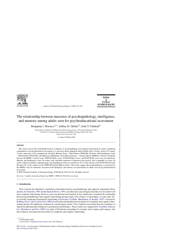 (PDF) The relationship between measures of psychopathology ...