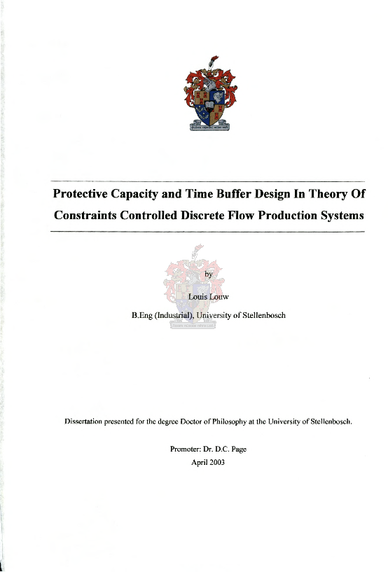 (PDF) Protective capacity and time buffer design in theory of constraints controlled discrete ...
